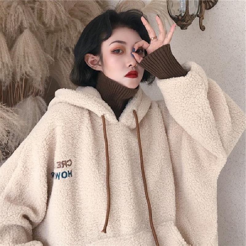 블링앤수 블링앤수 캐주얼한 여성 오버핏 후드티 IZZ097 베이지