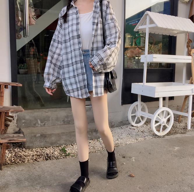 복고풍 체크난방 얇은루즈핏 박스 셔츠 난방 J1