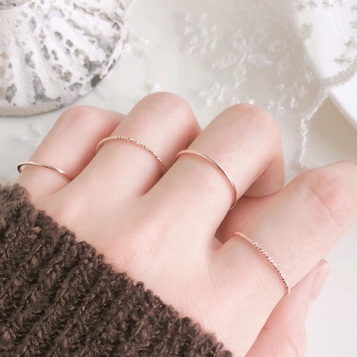 블루씨티 [1+1] 14K 로즈골드 all silver 실반지 레이어드 링