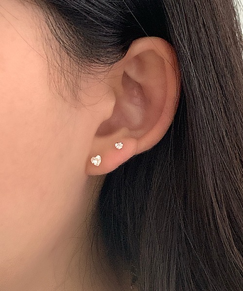 레브드제이 (14k gold) 심플 하트 큐빅 귀걸이 피어싱 *3size