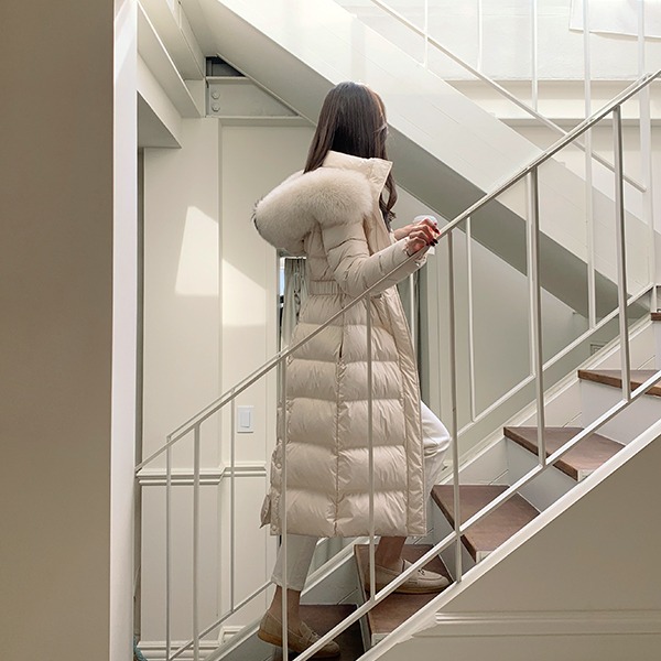 베니토 8000장돌파 2사이즈 Made Be Label 리얼 프리미엄 폭스퍼 벨티드 롱 패딩 신상베스트겨울여성데일리벨트패딩폭스퍼패딩롱패딩오리털패딩덕다운