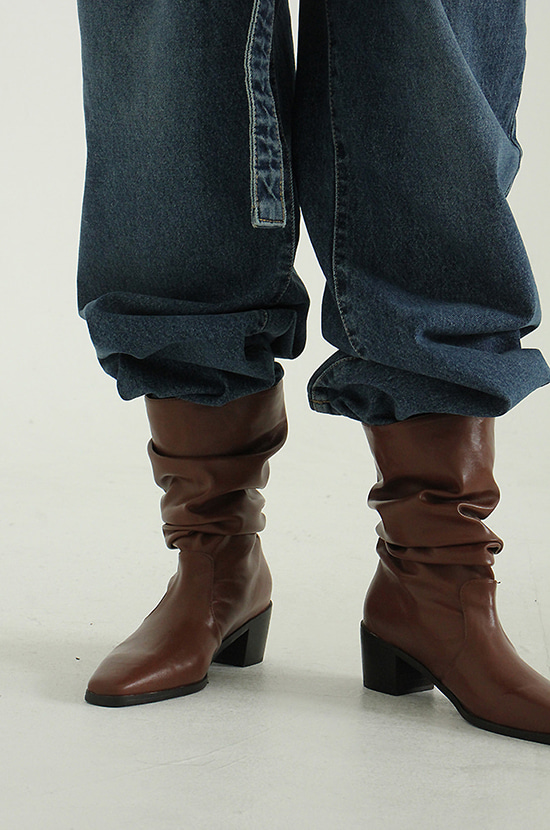 로컬맨션 wrinkle midi western boots