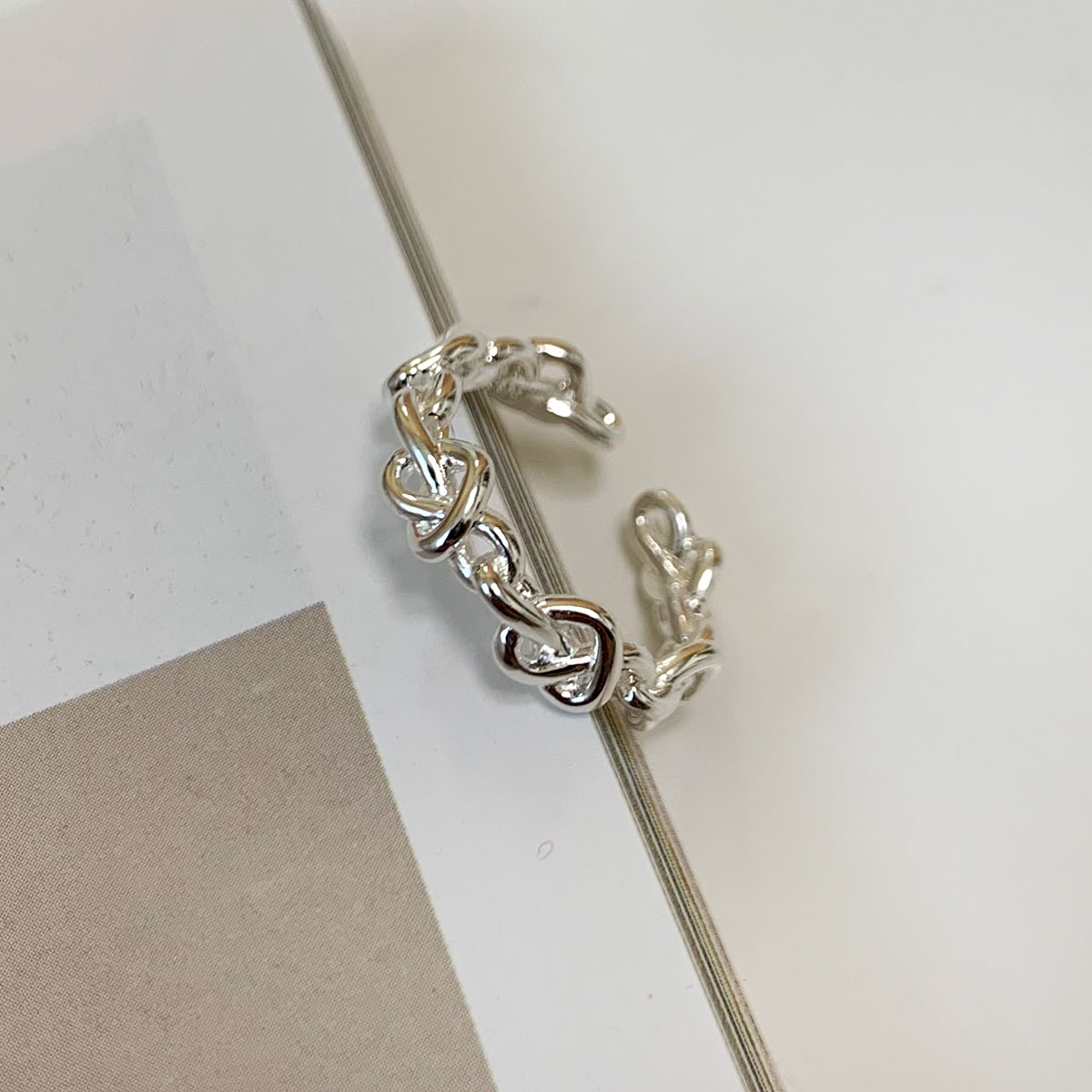 바이미네 사이즈free[all silver]925실버 은 하트 꼬임 러블리 반지