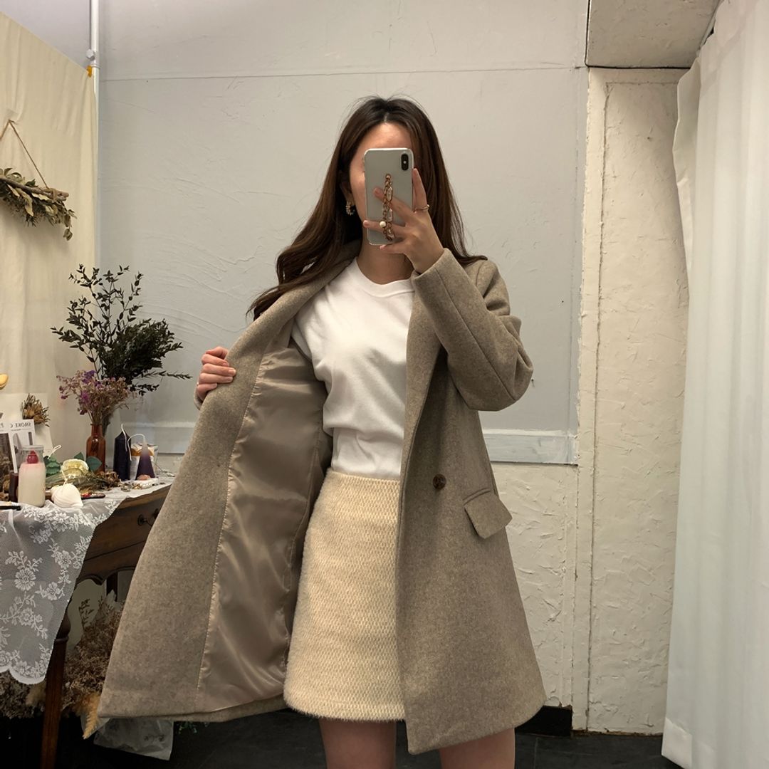 여자 여성 하프 울 반코트 키작녀 코트