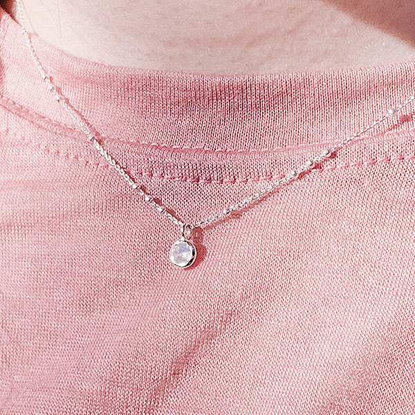 애니띵엘스 [Silver 925] Rainbow Moonstone Daily Necklace