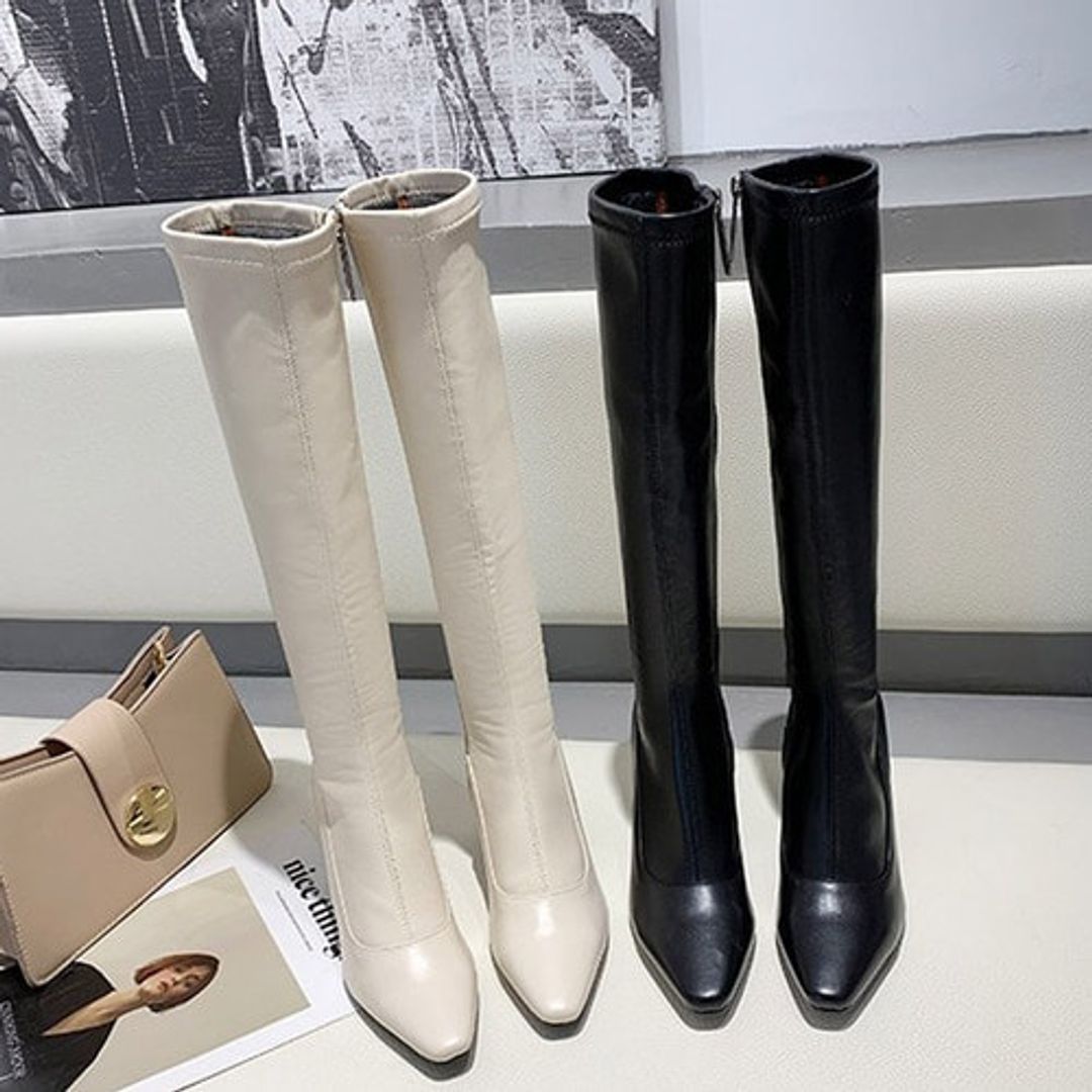 8cm 옆지퍼 하이힐 롱부츠 겨울 싸이하이부츠