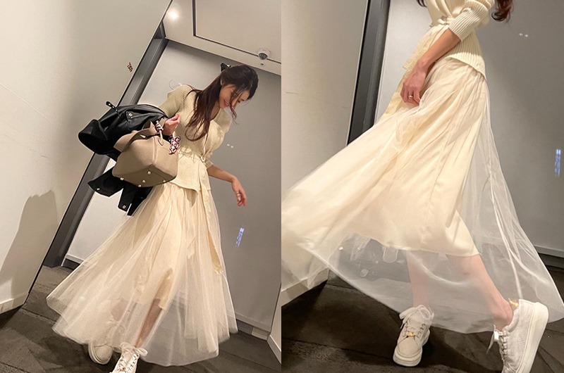 (베이지당일배송)여리니트랩 샤롱OPS 니트&원핏SET (2color)