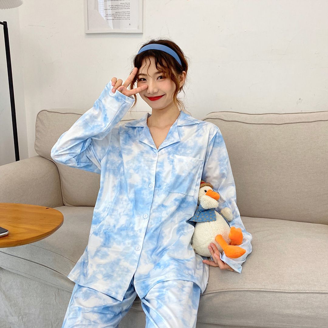 레트로 레드그린체크블루옐로우블루체크 파자마 세트