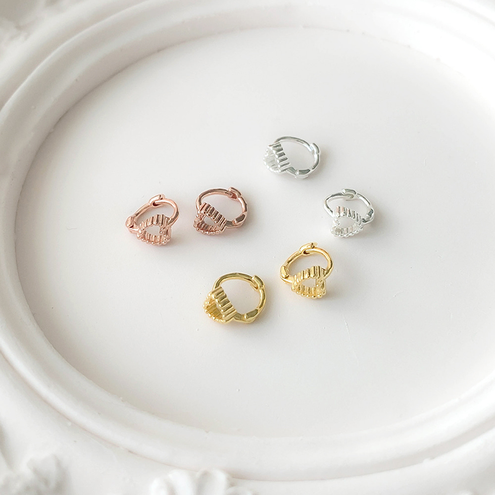 어반링 (실버925) 6mm 러블리 챠밍 도트 하트 원터치 링 귀걸이