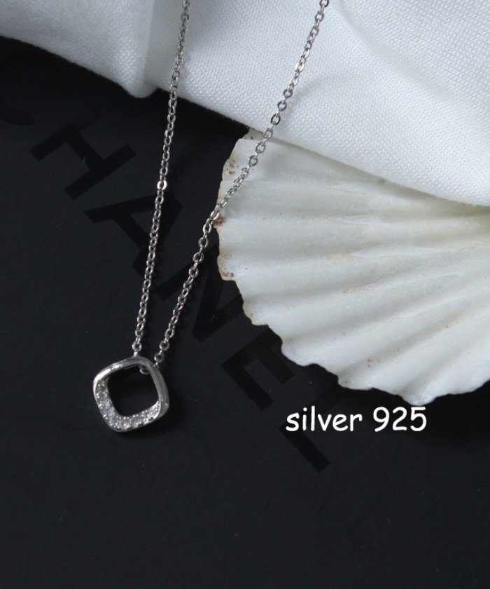 블링코기 s925 큐빅 마름모 팬던트 은 목걸이 마고 2123
