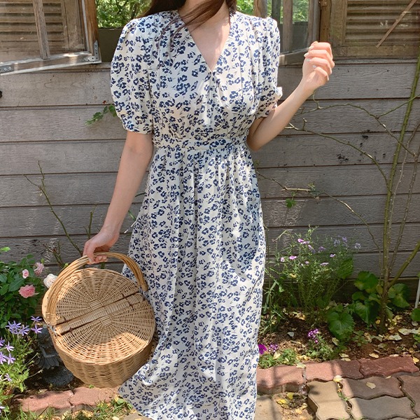 리얼코코 누적8천장 자체제작2사이즈당일출발 허쉬 브이넥 플라워 롱원피스 2 Size 여름썸머여행룩바캉스휴양지반팔드레스