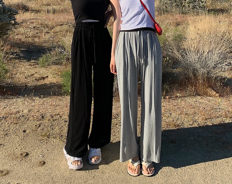 리리앤코 4천장 돌파 멜튼 밴딩 스판 핀턱 와이드 팬츠 여름 신상 데일리룩 신축성좋은 트레이닝 집앞룩 캐주얼룩 편한바지 고무줄바지 여름와이드 팬츠 추리닝 여름추리닝