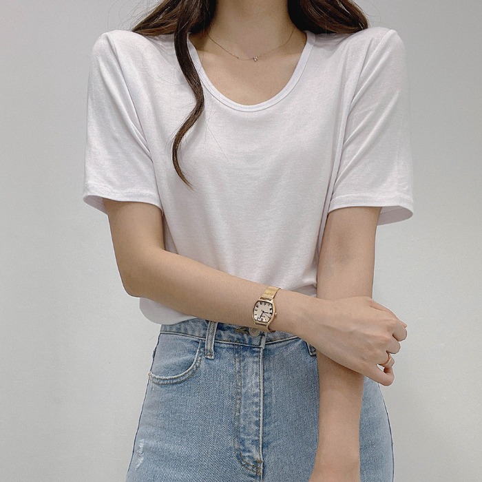 아이스크루 당일배송💕11 반값 할인 기획특가썸머세일 찰랑 여리핏 레이온 반팔 라운드넥 티 티셔츠 베이직 무지 레이어드