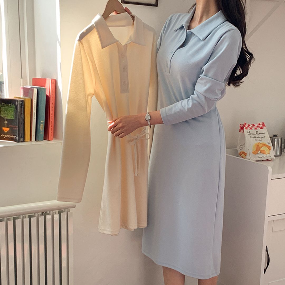 감사할인연장 최대80 ⚡️오늘출발⚡️ 7000장 돌파 자체제작 리즈 2기장 소프트 A라인 긴팔 피케 미니 원피스