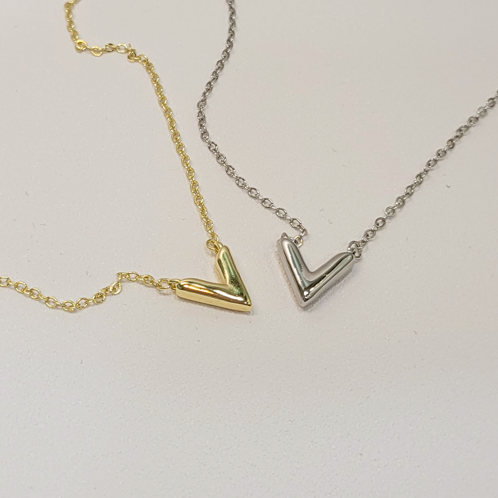 설렘유 #당일배송 [실버925 14k도금]글램 에센셜 V 브이 펜던트 은 목걸이