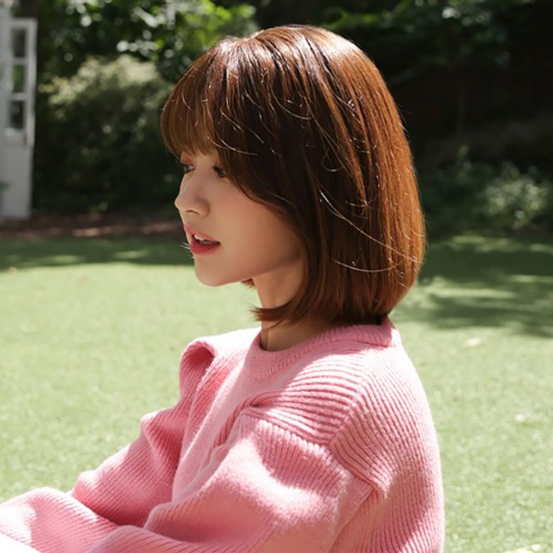 인모 100 시스루 앞머리 가발 탑피스뱅