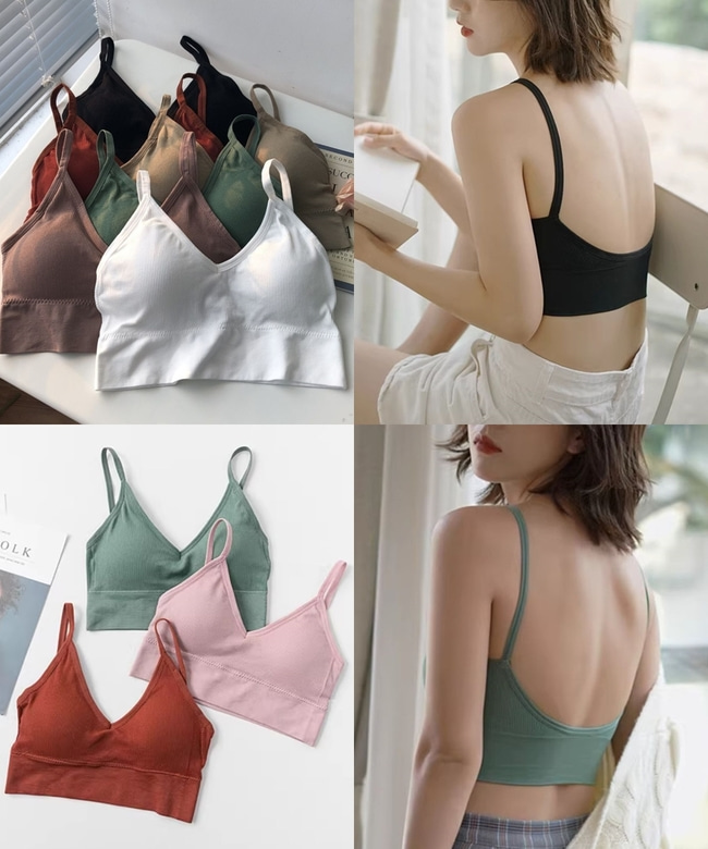 로맨시스 볼륨 노와이어 백리스 브라렛 브라탑 편한 브라렛 노후크 와이어리스 스포츠 브라 스포츠브라탑 요가 필라테스 운동 속옷 크롭 브라 티셔츠 나시 여성 학생 분리형 패드