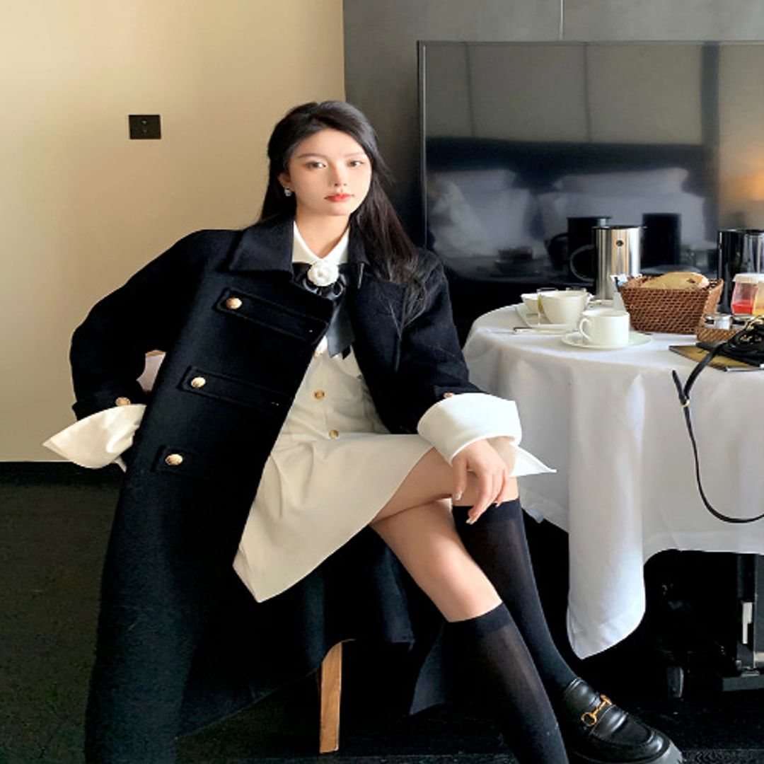 데이트룩하객룩 가을코트 겨울코트 러블리 긴팔 코트 롱코트 울코트 트위드 재킷 롱재킷 여친룩 결혼식 오피스룩 세미정장
