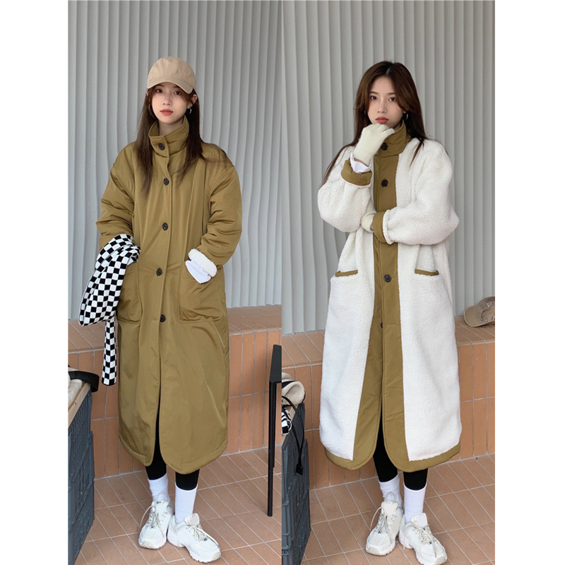 에이퍼플 양면 양털 롱 양털 코트 램스 울 겨울 기모 하프넥 점퍼 20대 30대 데일리룩 겨울 학생룩 꾸안꾸 자켓 루즈핏