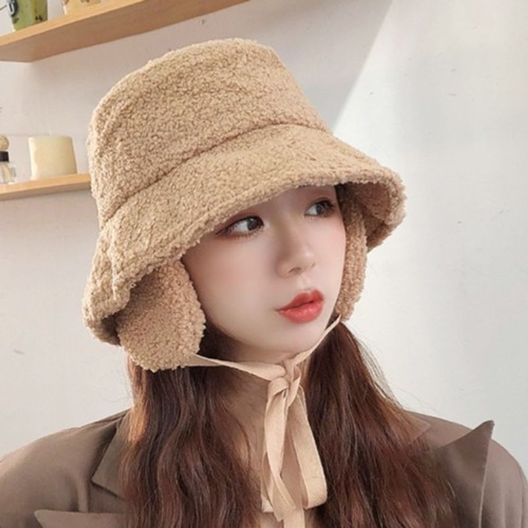 여성 어그감성 양털 귀달이 후리스 버킷햇 귀도리모자 겨울버킷햇 고소모 뽀글이모자 군밤모자