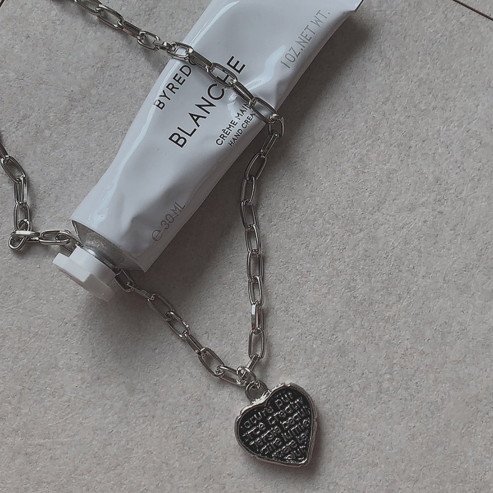 하비언니 6970 레터링 하트 팬던트 체인 목걸이(1color)