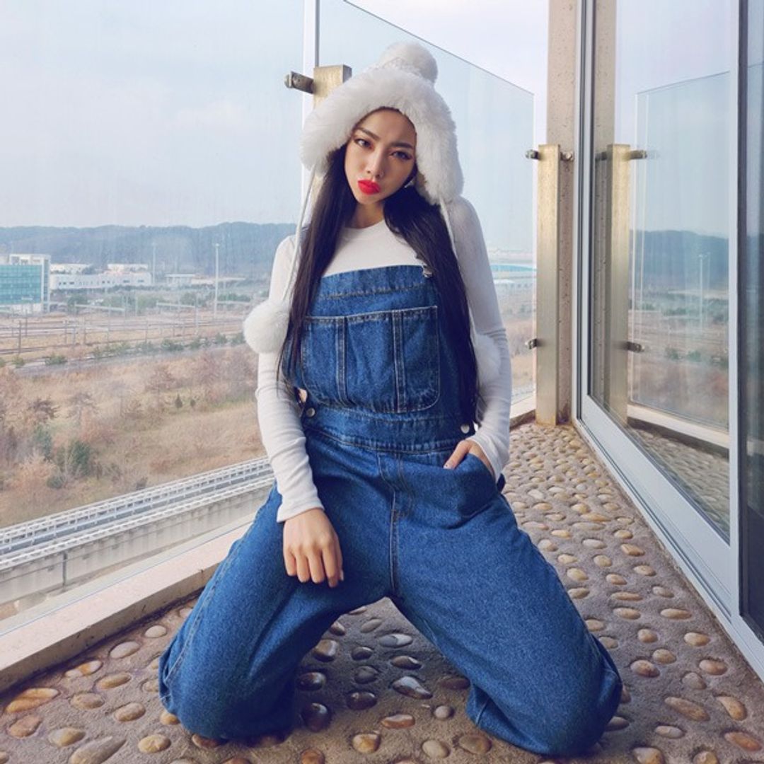 캔디 데님 멜빵팬츠