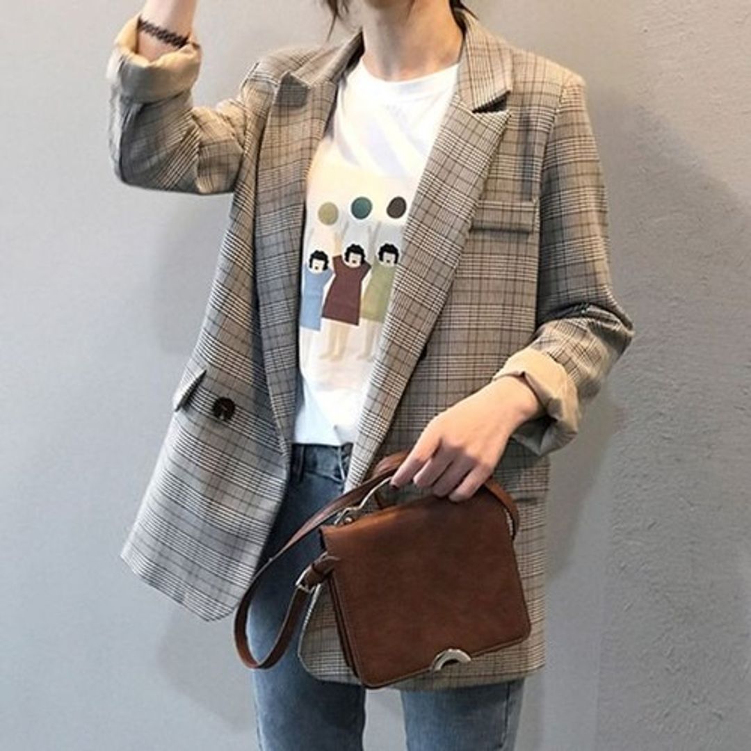 마이 클래식 여성 자켓 봄 체크 여자가죽 재킷 겨울코트 여자코트 여자점퍼 코트 점퍼 하프