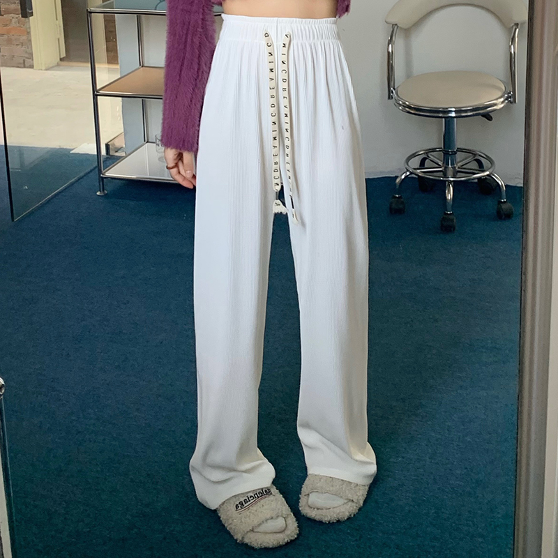 흰색파랑검정분홍 캐주얼 꾸안꾸 데일리룩 밴딩 배색 끈 와이드핏 롱 바지 에이닌 기획상품