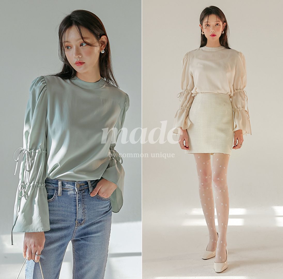 Made 벨리아 스트링 벨 슬리브 블라우스