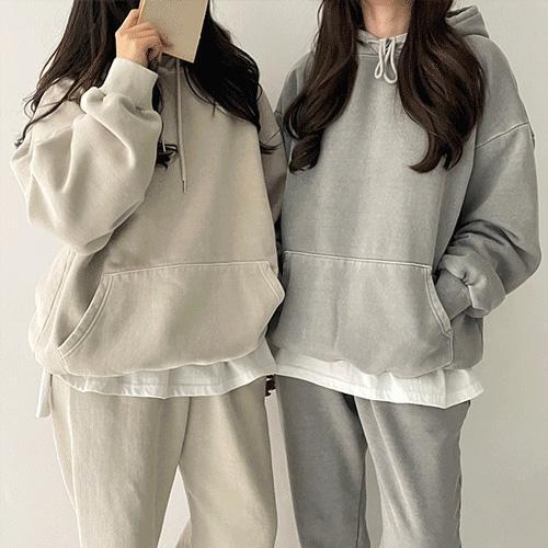 더클립 🧡 기모 쭈리 남녀공용 라거 피그먼트 워싱 오버핏 후드 조거팬츠 트레이닝복 Set별도구매트레이닝세트 겨울트레이닝복 커플룩 커플트레이닝 기모후드