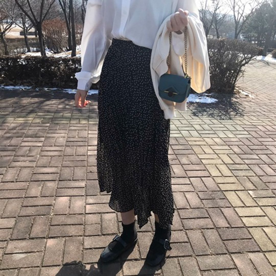 박♥ 플라워 꽃 플리츠 주름 롱 스커트 플라워스커트꽃플리츠주름롱데일리룩캐쥬얼유니크오피스하객룩하이틴룩오버핏