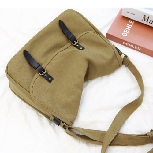 드레시백 루퍼트 심플 빈티지 캐주얼 숄더 크로스백 무지 에코 캔버스 사각 사첼 버클 보부상 가방 대학생 직장인 출근룩 코디 데일리 커플템 남자 천가방