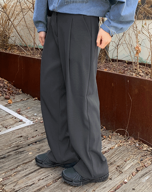 바온 [롱/숏ver] 카부 핀턱 와이드 슬랙스 (4color)