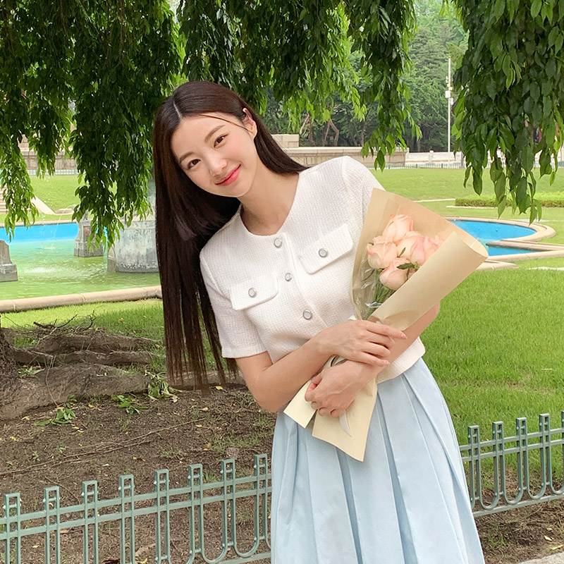 아뜨랑스 신상컬러추가♡🚚부분당일발송 1000장 돌파 줄라이 트위드 반팔 반팔트위드 트위드반팔자켓 나들이룩 크롭반팔자켓
