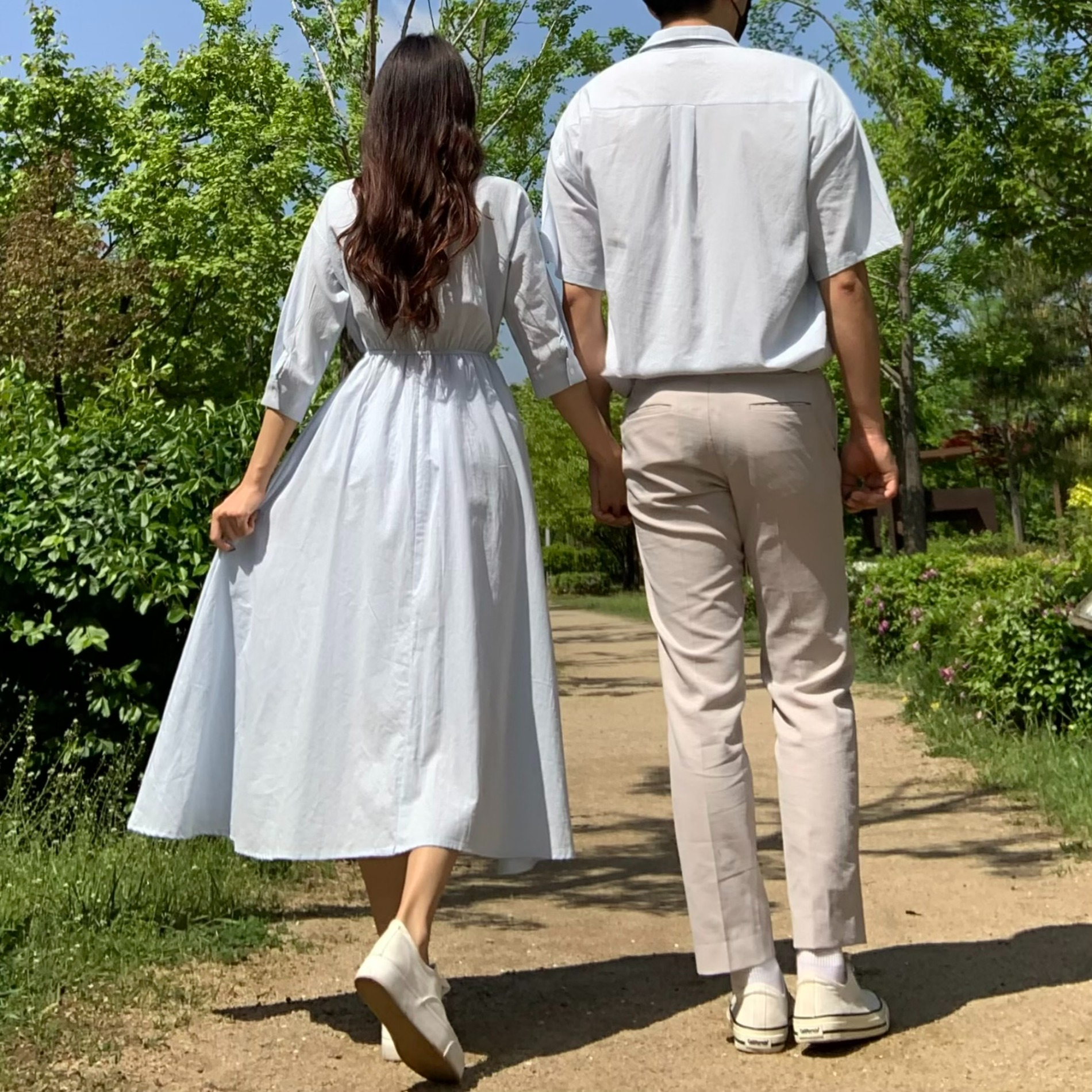 패션 바이 카카오 당일발송국내제작면100색감보장 고급 커플 남방 셔츠 카라 반팔 롱원피스 봄 여름 가을 웨딩촬영 신혼여행 커플룩 커플 하객룩 시밀러룩