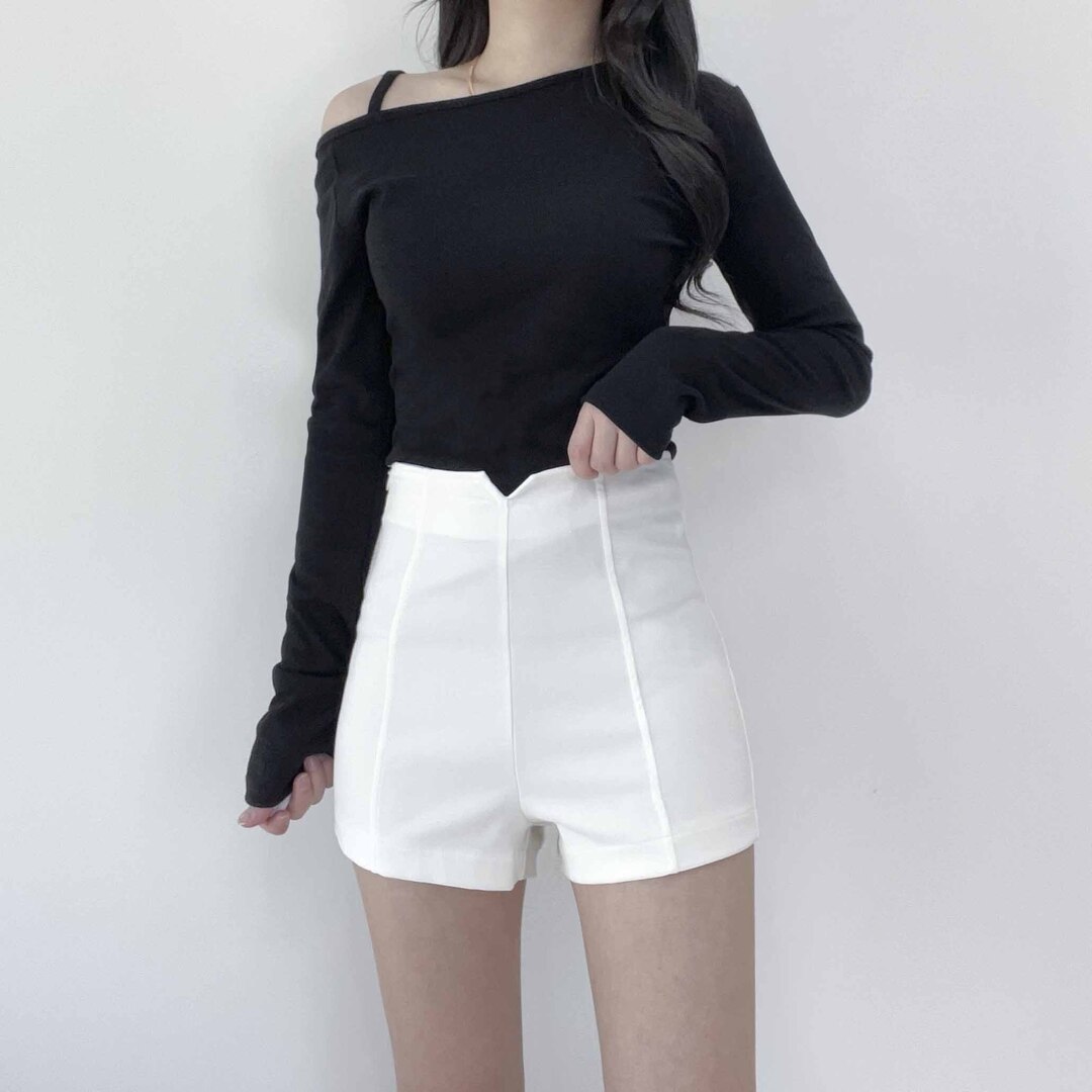 핑크선셋 스판 숏팬츠 화이트 블랙 쫀쫀 탄탄 핀턱 하이웨스트 슬림핏 슬랙스 수트 정장 반바지