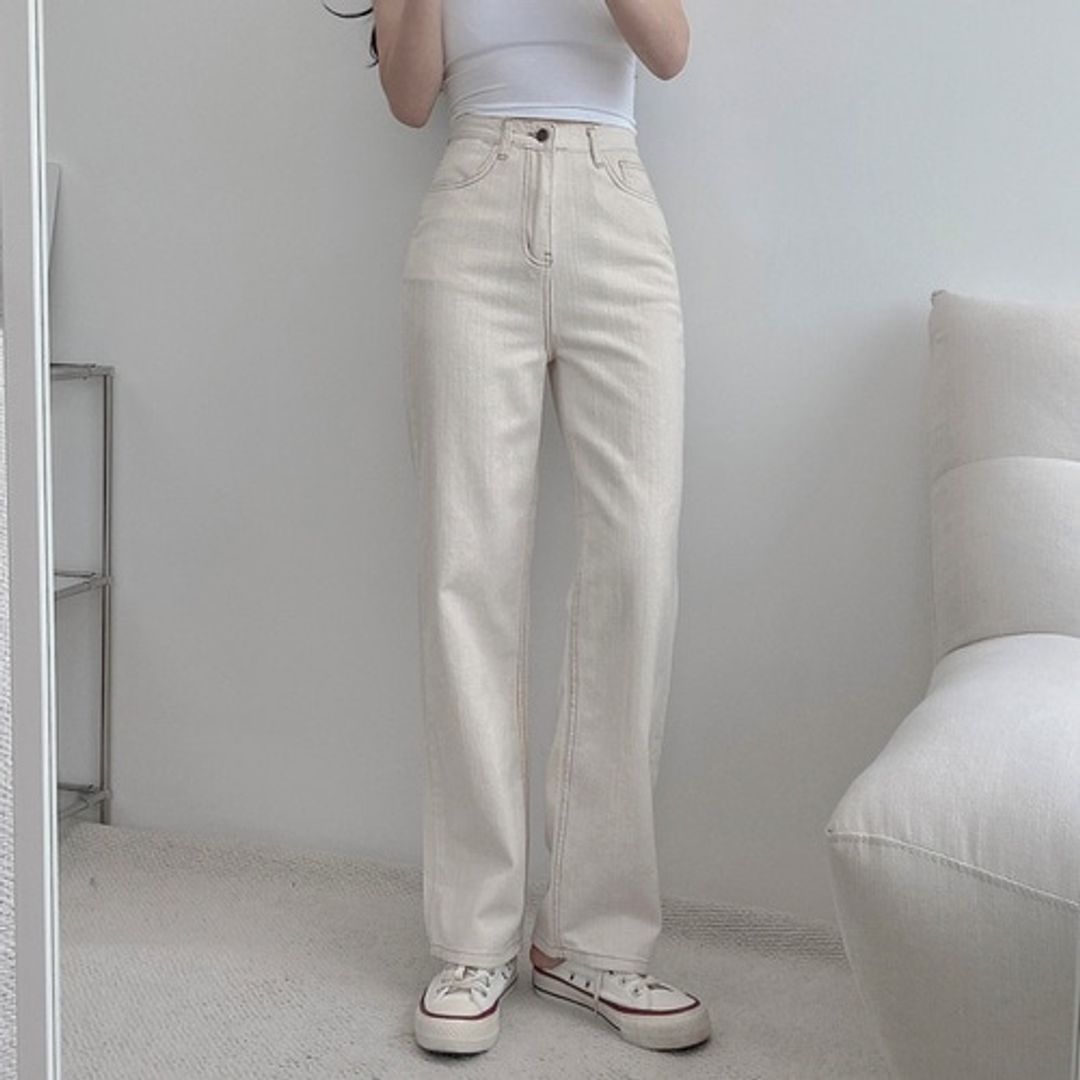 얇은원단3컬러 테너 하이웨스트 일자 여름 코튼 와이드 팬츠