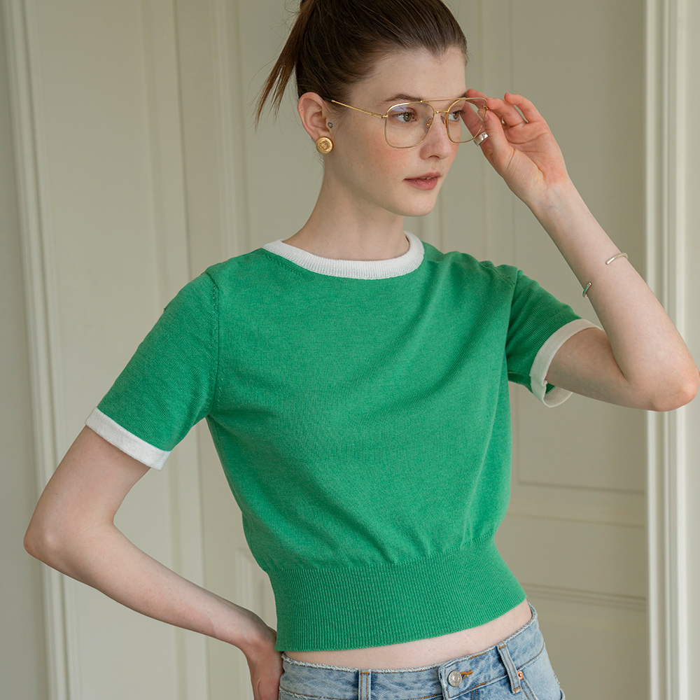 시야쥬 SIKN2035 crop ringer knit_Green