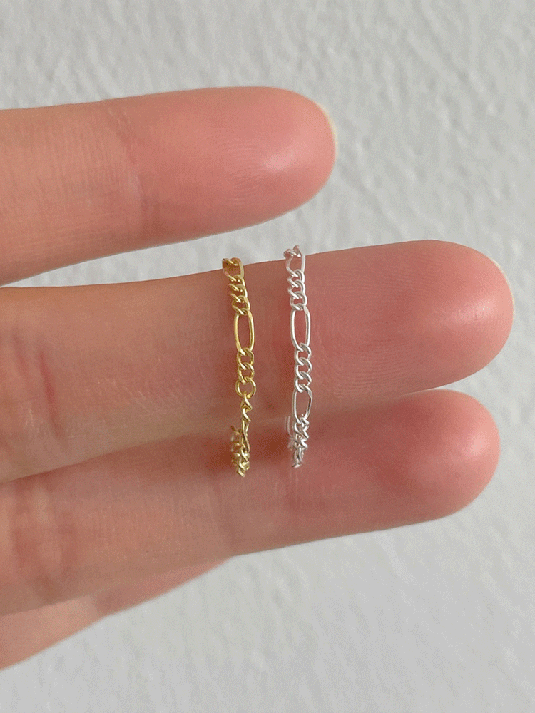 실버925 14k도금 / 휘가로 체인 실반지 (2col)