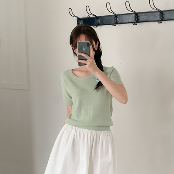 리얼코코 누적3천장 자체제작파스텔톤당일출발 볼드 래글런 반팔니트 4 Color 여름썸머여행바캉스휴양지라운드넥나그랑