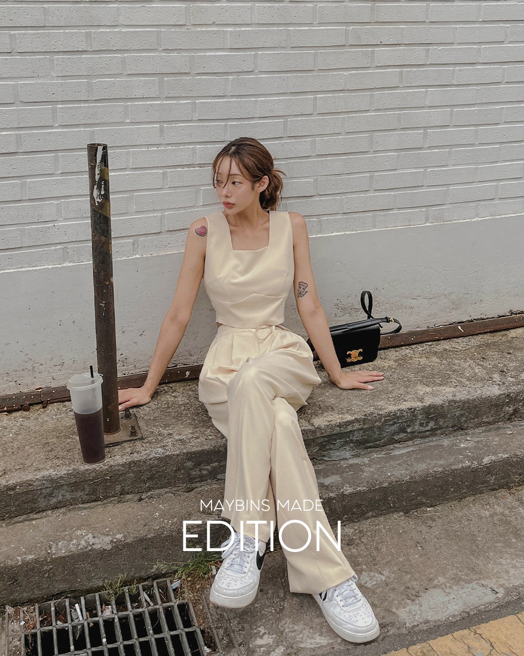 메이빈스 당일발송made 슈킨 슬리브리스and팬츠set자체제작 제작상품 팬츠세트 슬리브리스세트 밴딩슬랙스 와이드슬랙스 슬리브