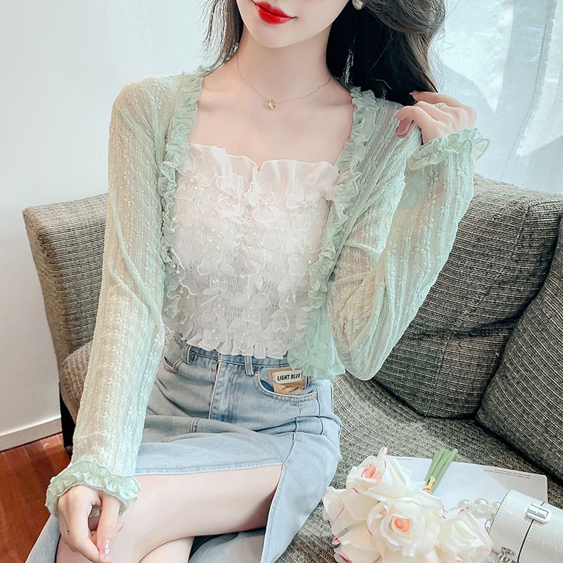 라스텔라 얇은 꽃무늬 레이스 케이프 가디건 2oclor 여름 자외선 차단에 좋은 얇은 외투 신상 디자인 간편코디룩여행룩비치룩