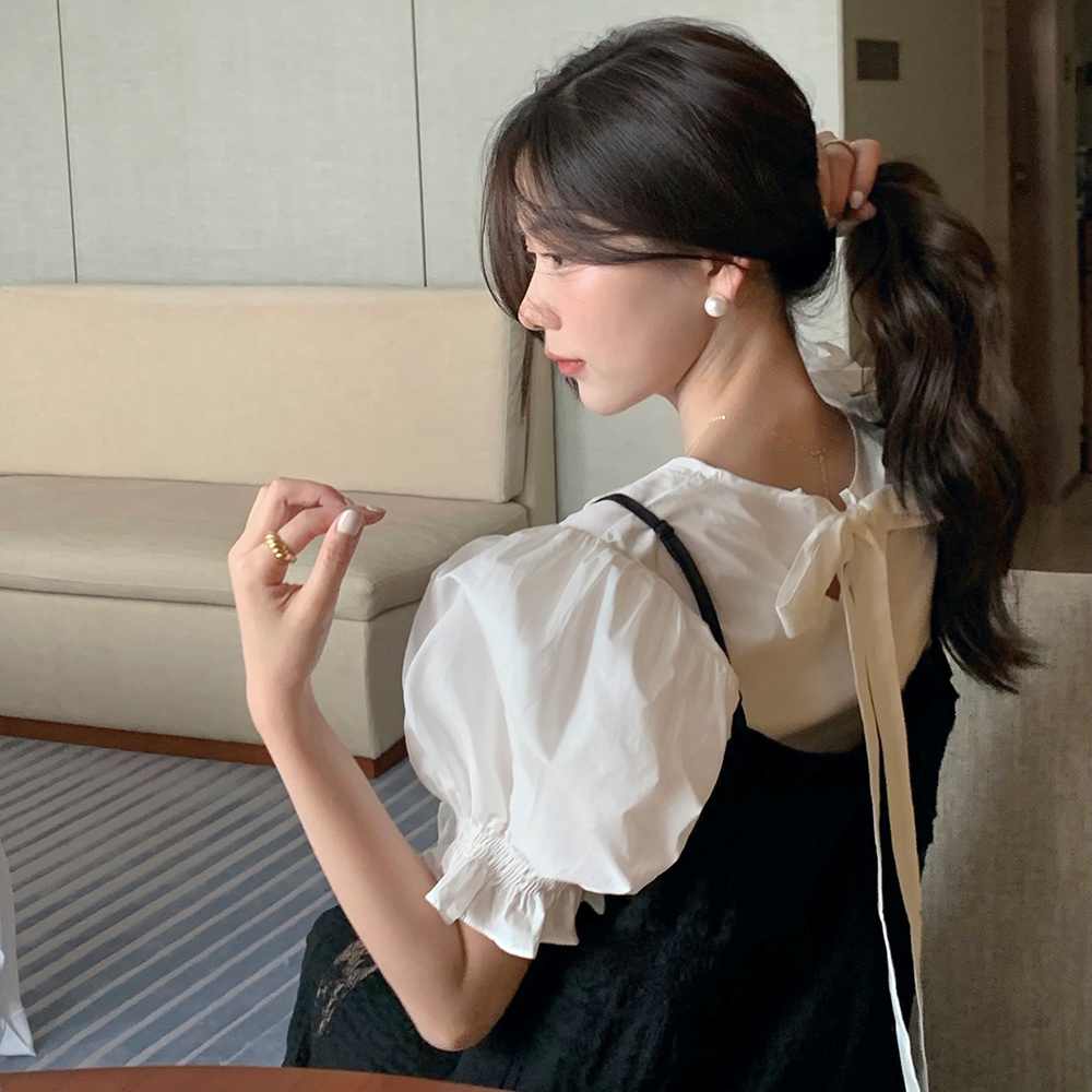 제이리본 2ver 블랙롱원피스 브이넥 끈 뷔스티에 플레어 A라인 핀턱 소녀 심플 원피스 치마일자 레이스 시스루 플라워패턴 러블리 로맨틱 입체 여름 얇은 솔리드 엔틱