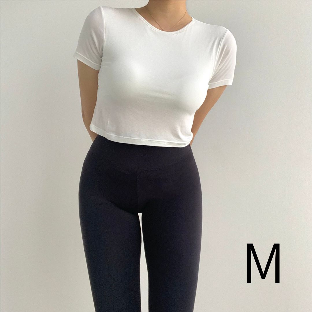 무료배송 노브라티 올인원 크롭 반팔 탑 캡 내장 티 브라내장 브라티 인견 모달 티셔츠 운동복 요가 필라테스 헬스 홈트 여름