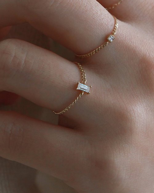 멕코이 14k gold oblong Q chain ring
