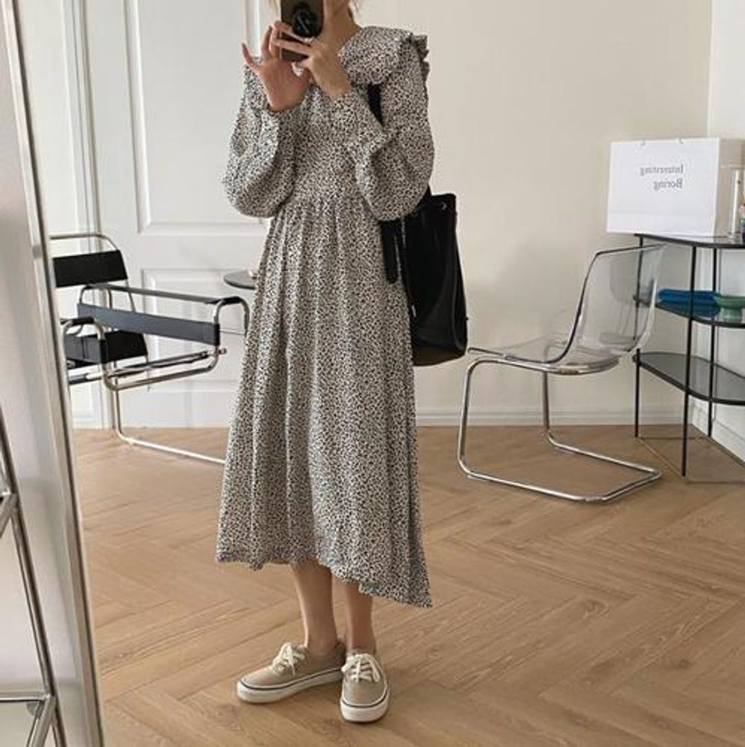 길허미 가을 빅카라 세일러 키작녀 원피스 레오파드 30 40대원피스 77사이즈 르뚜앙