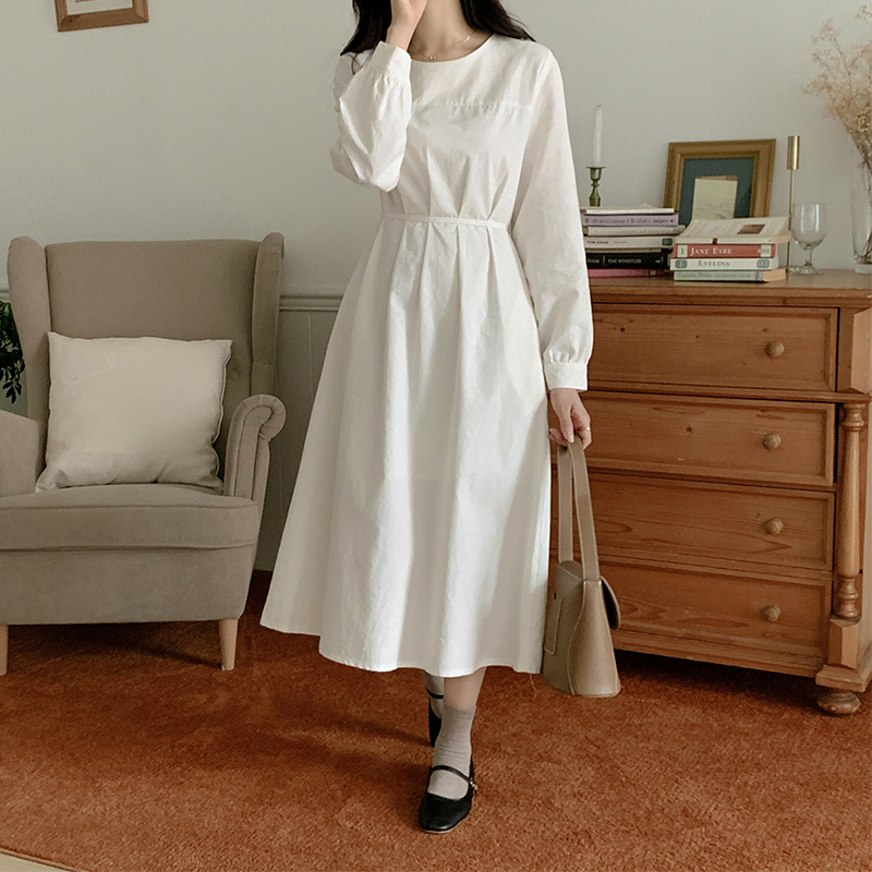 아뜨랑스 🍂어텀위크쿠폰팩 자체제작 플랜 핀턱 스트랩 워싱 코튼 롱 가을 브라이덜샤워 하객룩 원피스 롱원피스 셔츠 셀프웨딩 하객룩 롱 원피스 랩원피스 원피스 Op14568