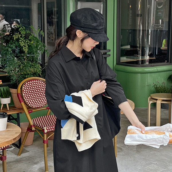 [MADE] 프렌치시크 뒷밴딩 셔츠롱원피스[44~110]