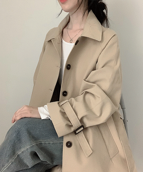 탄탄 코튼 소재 롱~기장감 오버핏 카라 트렌치 싱글 봄 롱코트 겉옷 아우터 베이지 아이보리 블랙 봄신상 개강룩