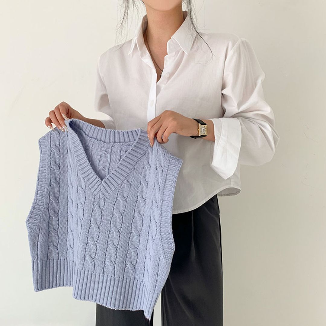 코디set 크롭 데일리 셔츠 베스트 조끼